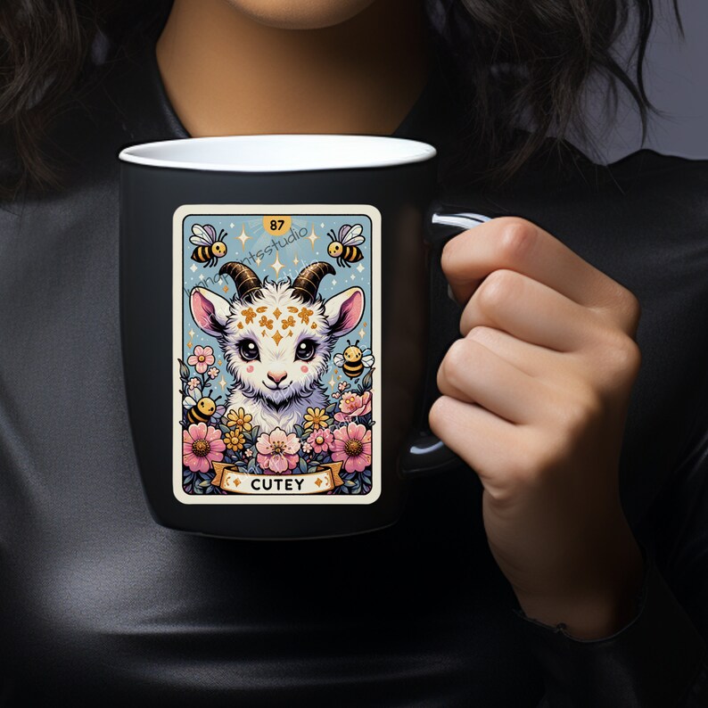 Cute Goat Tarot Card PNG Clipart, Glitter Sublimation Print (digital ...