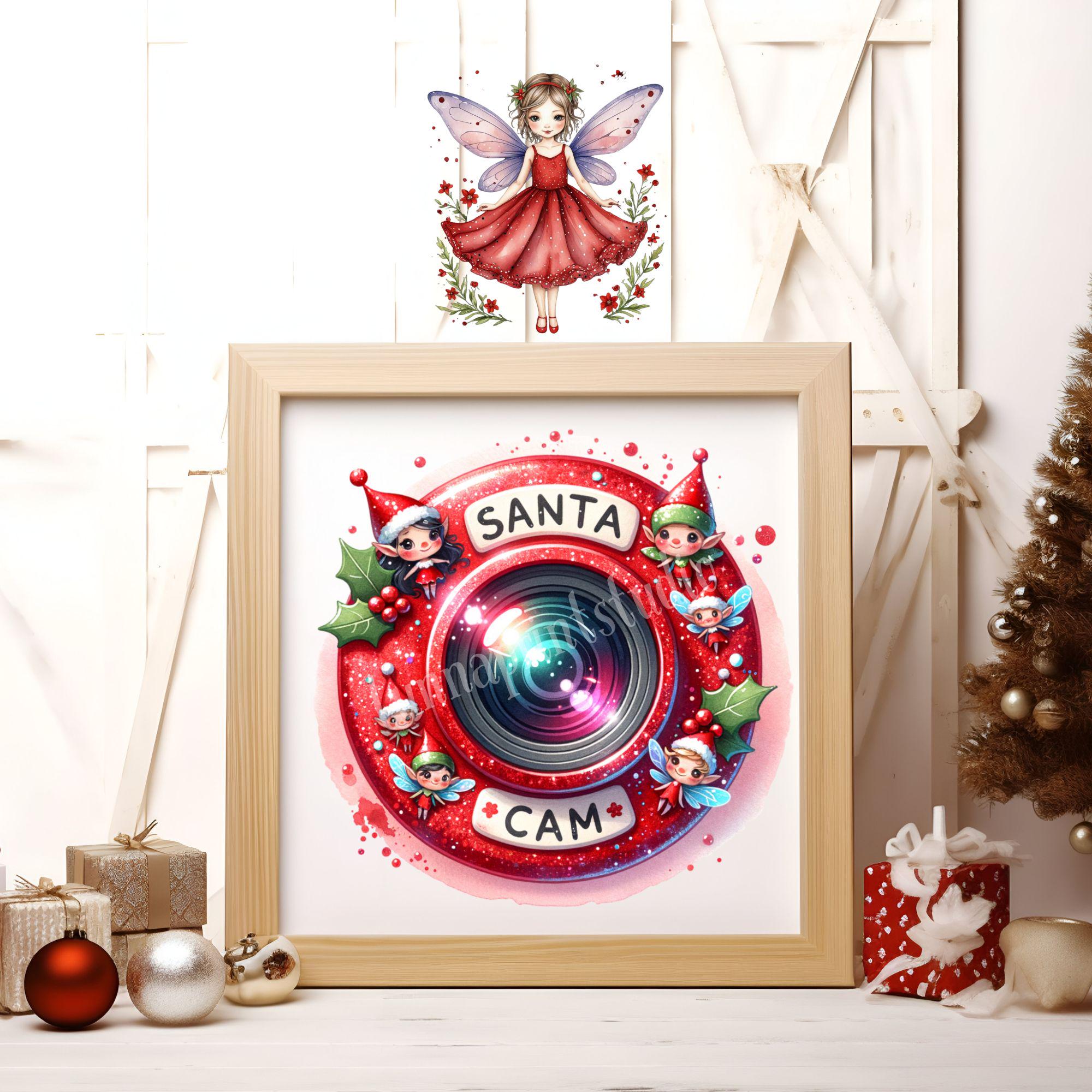 Christmas Clipart Santa Cam PNG Design, Instant Download File ...