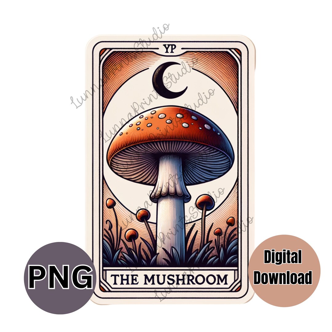 The Mushroom Design Tarot Card PNG, Cottage Core Clipart, Sublimation ...