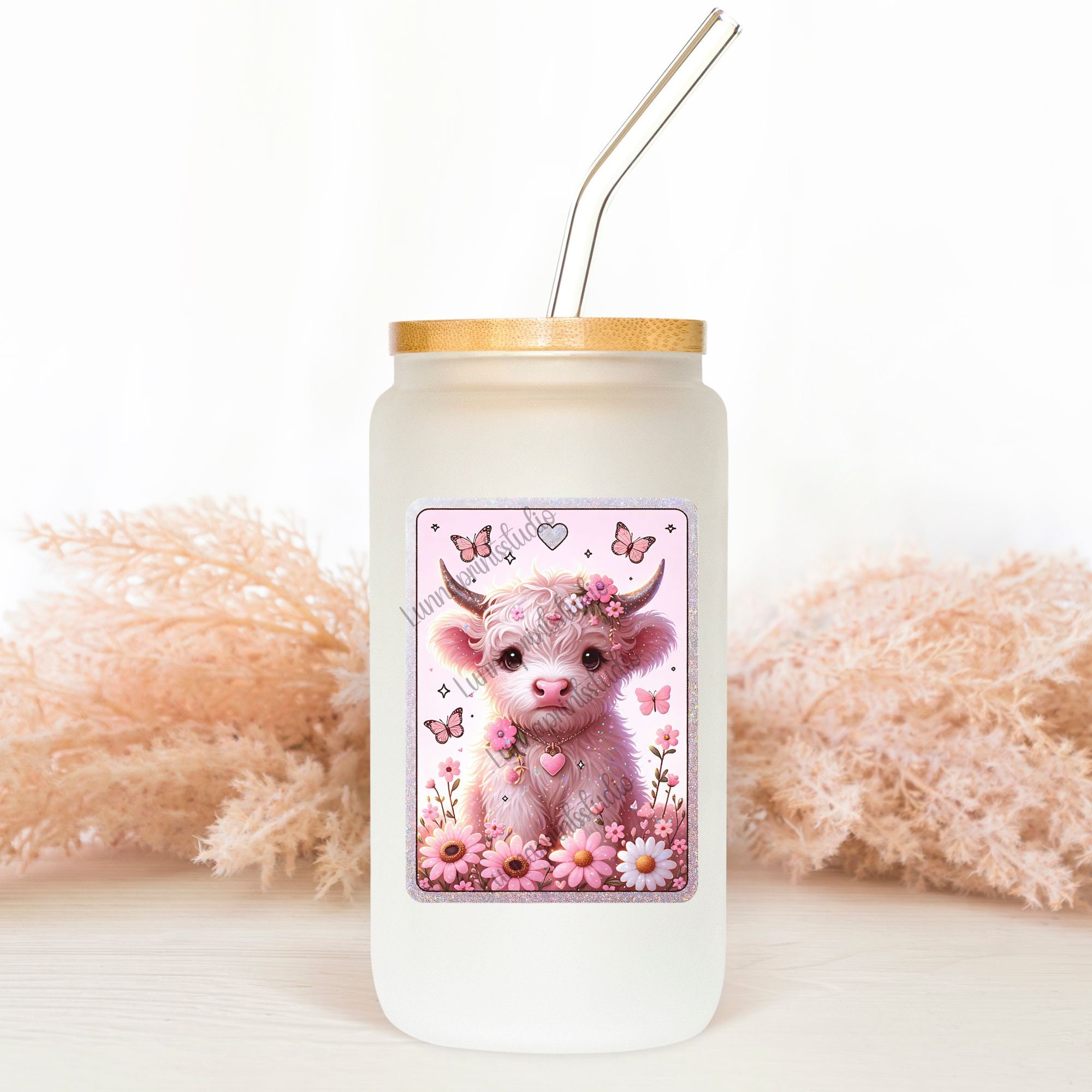 Pink Highland Cow Tarot Card PNG, Nursery Wall Art (digital Download ...