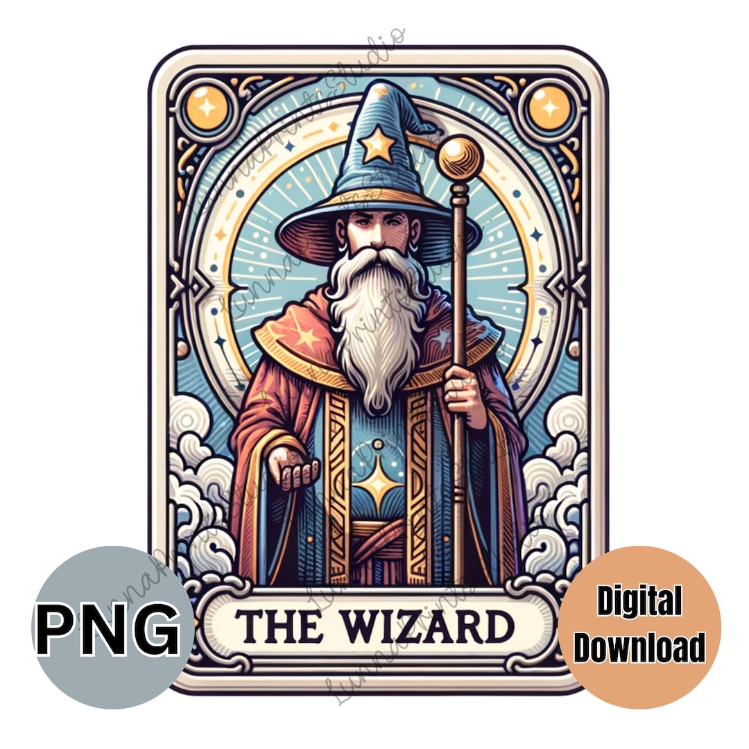 The Wizard Tarot Card Inspired PNG Design Mystical Clipart, Funny Tarot ...