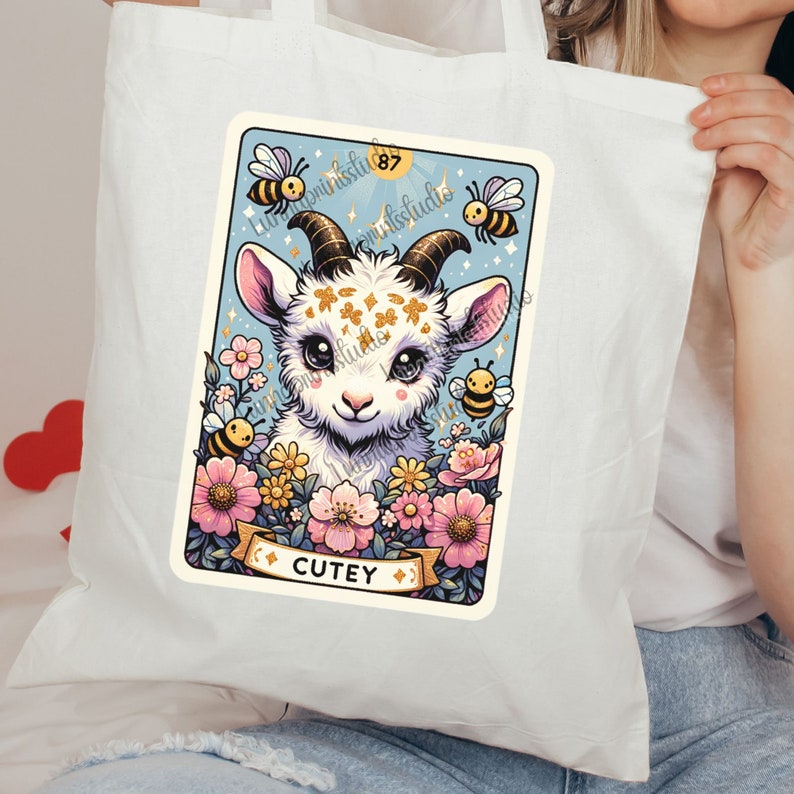 Cute Goat Tarot Card PNG Clipart, Glitter Sublimation Print (digital ...