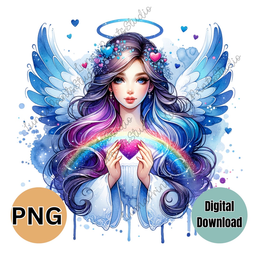 Rainbow ANGEL PNG, Sublimation Print, DTF Angel Transfer Images, Angel ...
