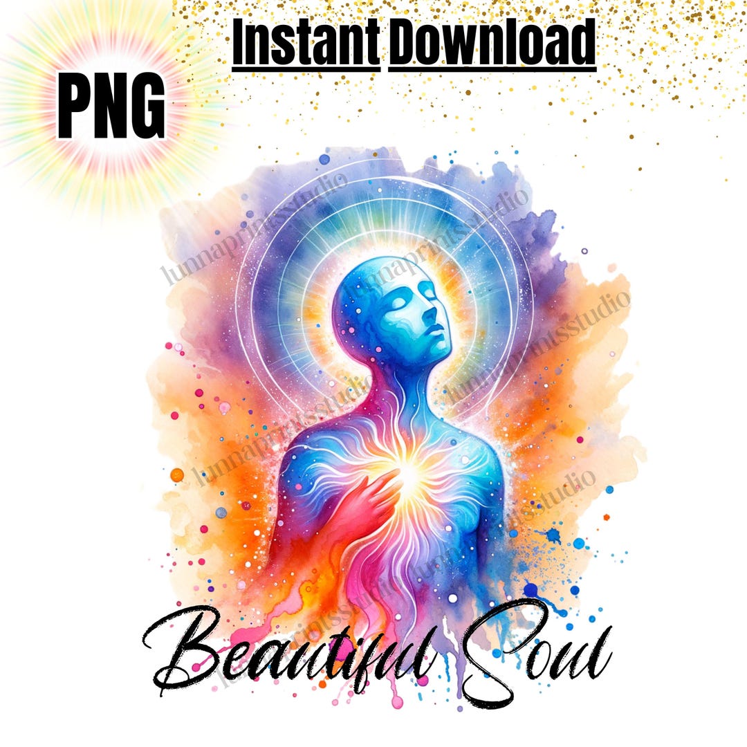 Beautiful Soul Watercolor PNG, Chakra Rainbow Design (digital Download ...