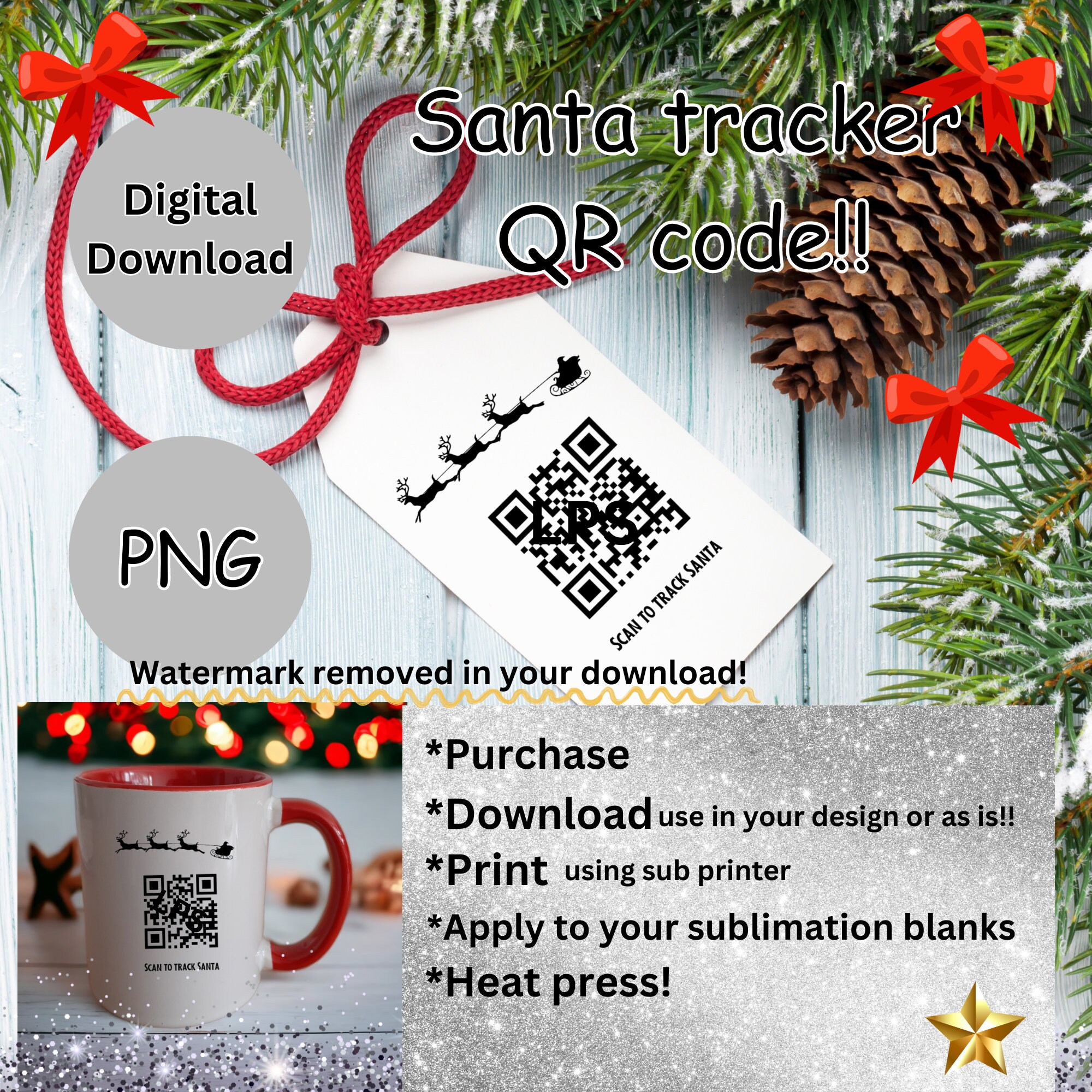PNG Digital Download Santa Tracker Qr Code for Christmas Eve ...