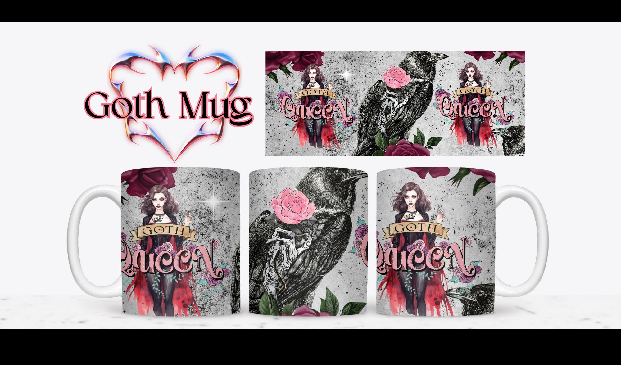 Gifts for Gothics Goth Mug Gift Idea for Daughter Pink Rose - Etsy