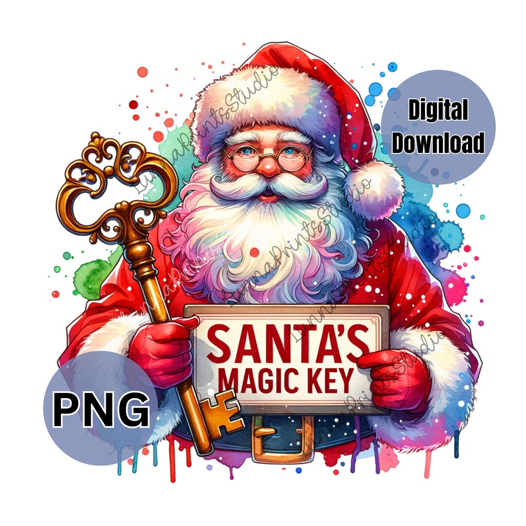 Santa's Magic Key PNG Christmas Graphics, Santa Claus Sublimation Files ...