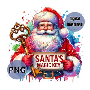 Santa's Magic Key PNG Christmas Graphics, Santa Claus Sublimation Files ...