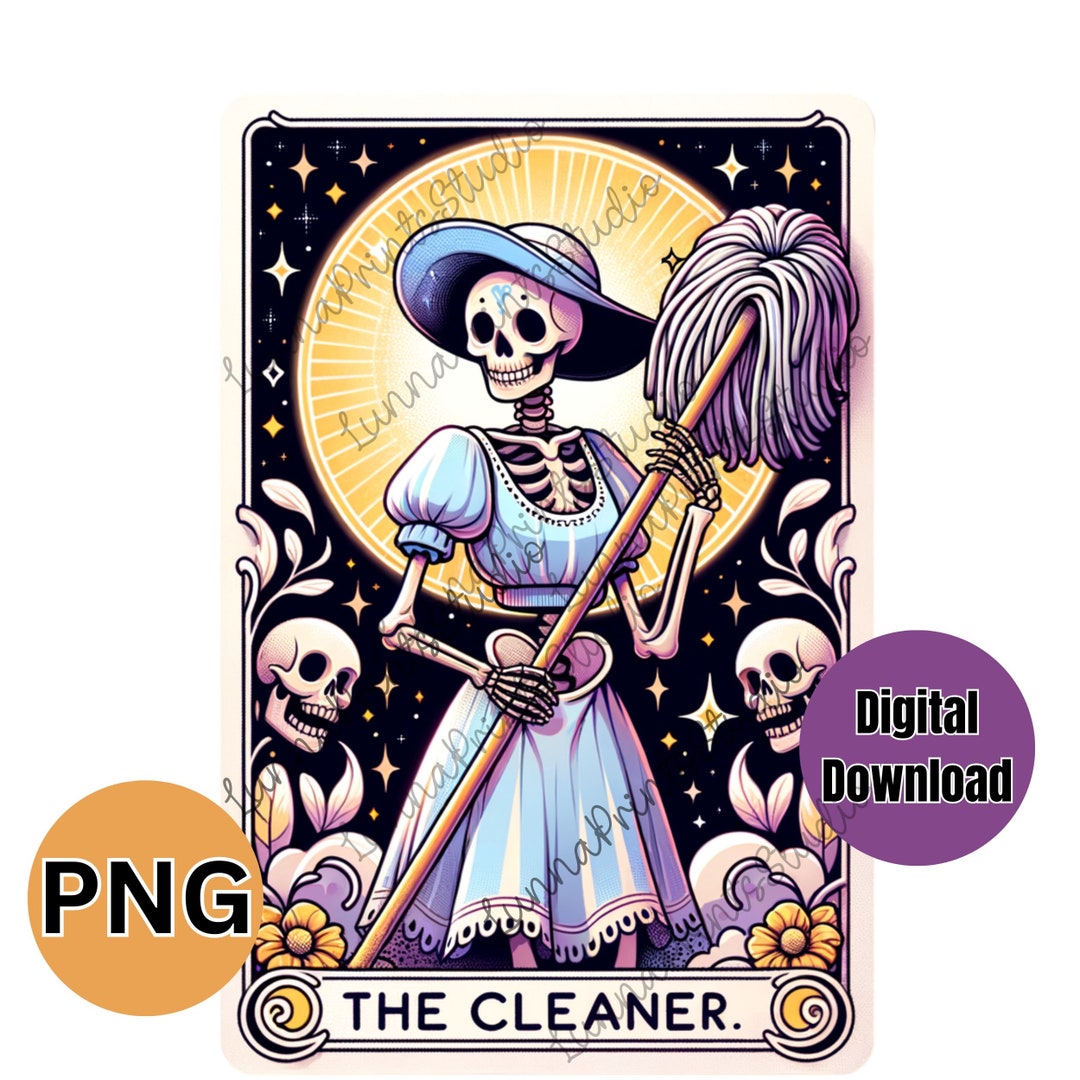 The Cleaner Funny Tarot Card Inspired PNG Skeleton Clip Art, Funny Dtf ...