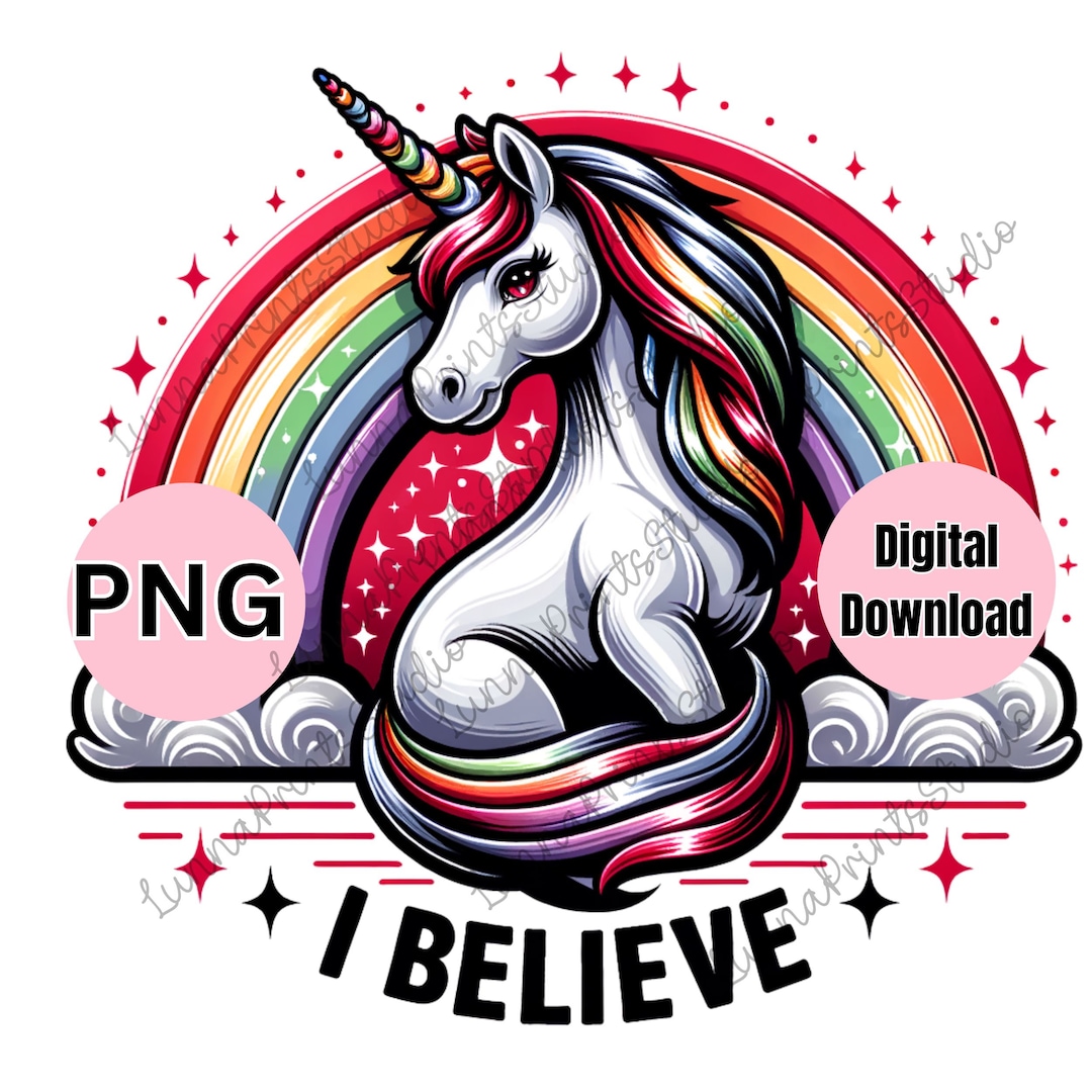 Unicorn Rainbow PNG Clipart, Sublimation Print, Transfer Image, Rainbow ...