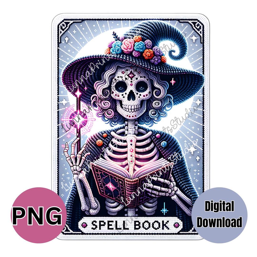 SPELL BOOK Tarot Card Skeleton PNG, Witch Sublimation Print, Dtf ...