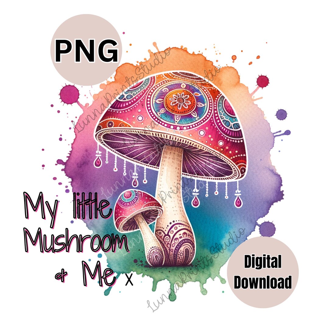 Mushroom PNG Design, Boho Mushroom Sublimation Print, Digital Download ...