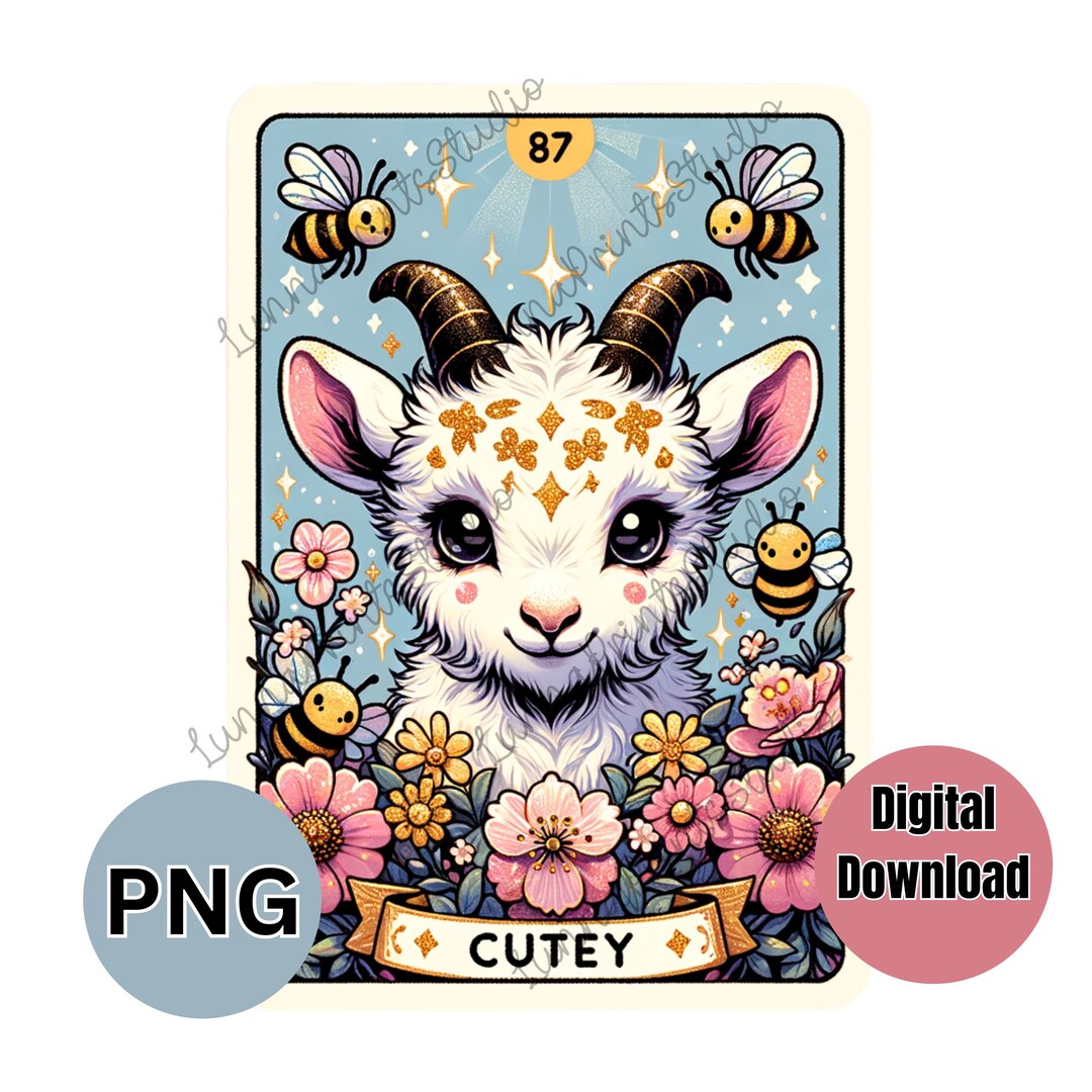 Cute GOAT Tarot Card PNG Clipart, Animal Sublimation Print, Dtf ...