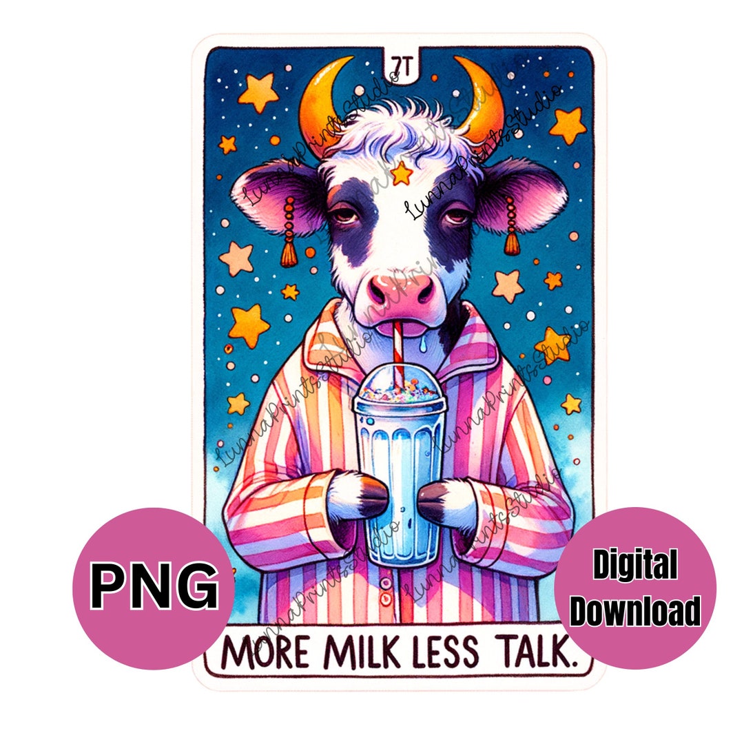 Funny Cow Tarot Card PNG, Sublimation Mug Print, DTF Animal Transfer ...