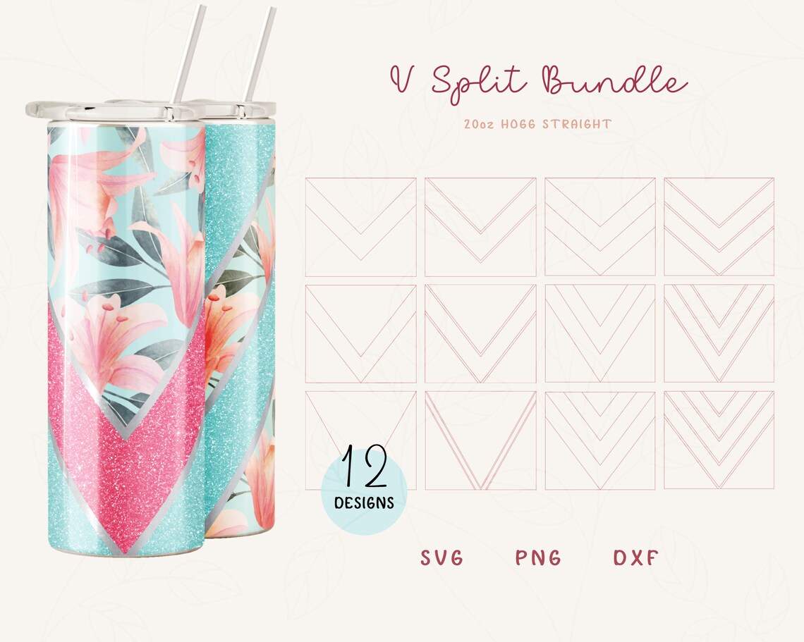 V Split Tumbler Template BUNDLE SVG for Skinny Straight Hogg - Etsy