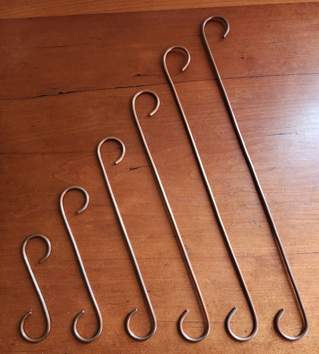 Solid Copper Hanging Rods Hooks (set of 2) for Bird Feeders, Bells ...