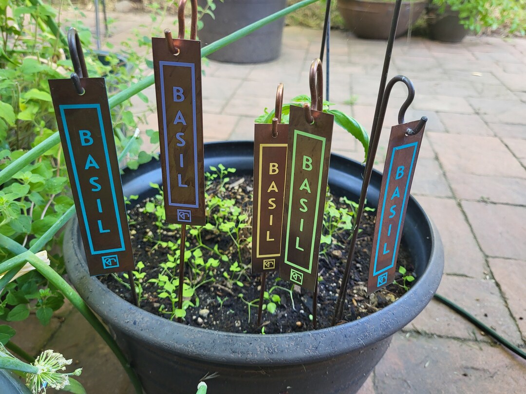 Custom Copper Herb and Garden Tag With 10" Copper Stake - (color and ...