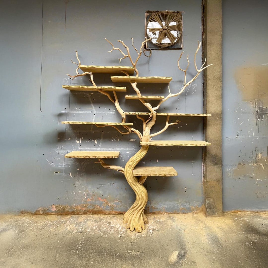 Tree Branch Book Shelf Handmade Sculpture Driftwood Shelf Custom Solid ...