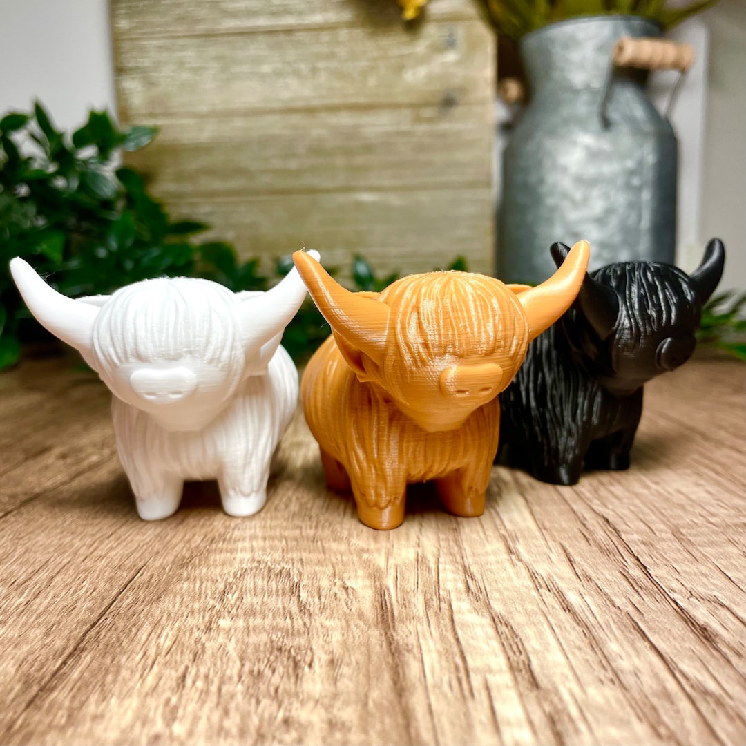 3 Pack Highland Cow Figurine Western Office Decor Highland - Etsy