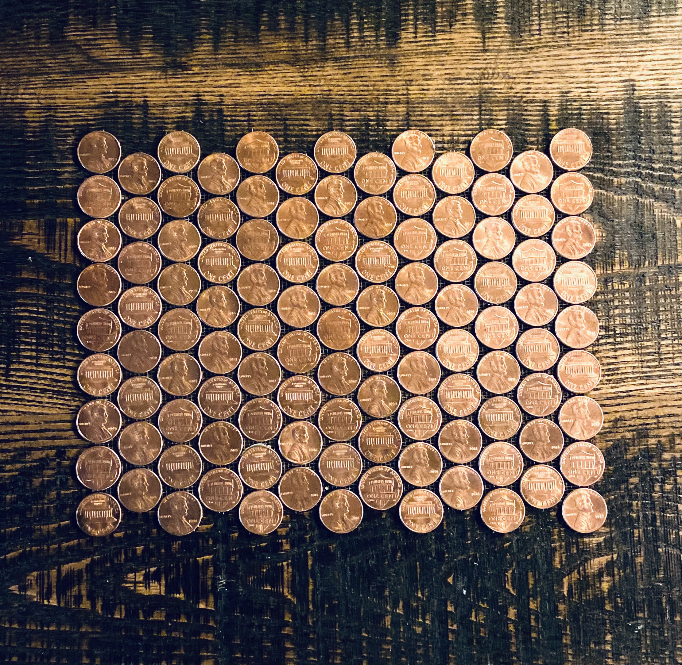 Penny Interlocking Tile Sheet Coin Copper Rounds US Currency Mosaic ...