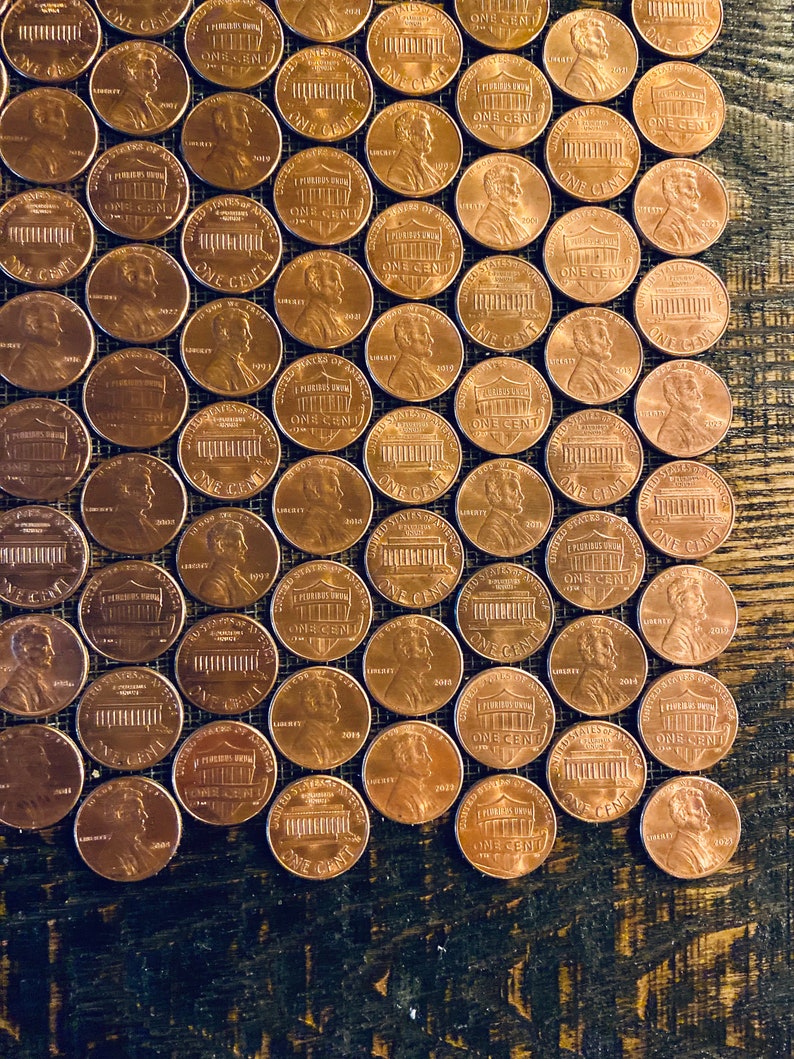 Penny Interlocking Tile Sheet Coin Copper Rounds US Currency Mosaic ...