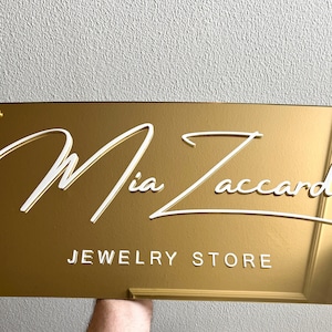 Custom Business Acrylic Sign for the Wall With Unique Gold - Etsy