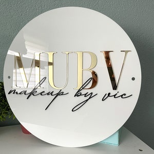 Personalized Round Acrylic Business Sign With White Background and ...