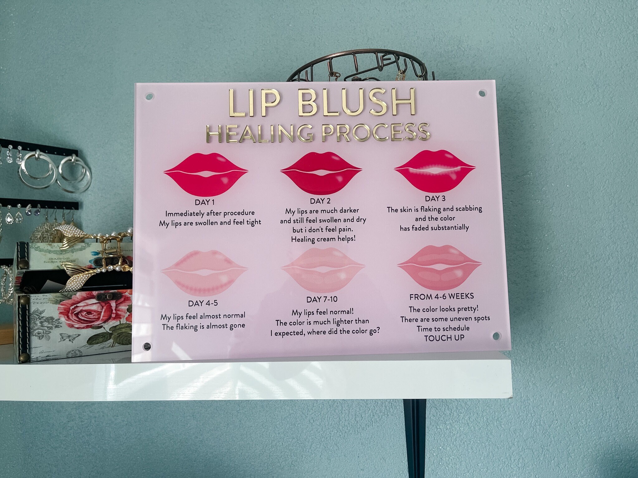 Lip Blush Healing Process Acrylic Sign, Step by Step Guide - Etsy