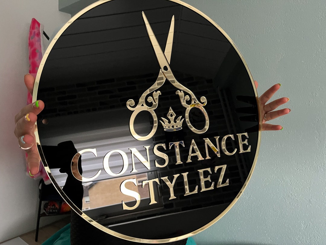 Personalized Circle Acrylic Sign, Round Custom Sign for the Wall, Black ...