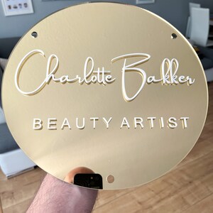 Custom Sign for the Wall With Gold Shiny Look, Round Gold Business Sign ...