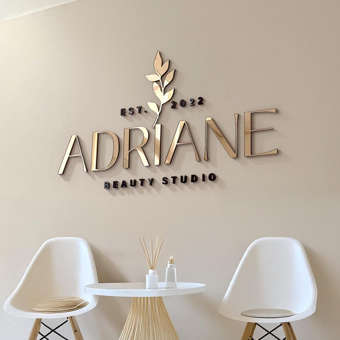 Custom Mirror Acrylic Logo Sign: 3D Salon & Spa Wall Decor - Etsy