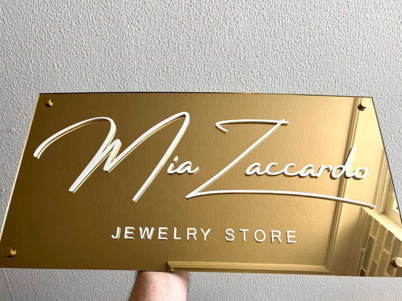 Custom Business Acrylic Sign for the Wall With Unique Gold - Etsy
