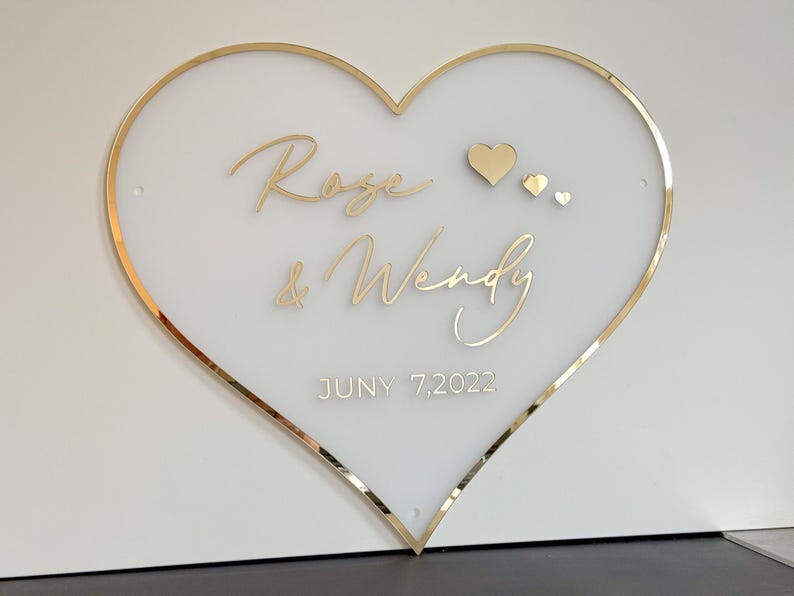 Couple Name Sign in Frosted Color With Golden Letters, Wedding or ...