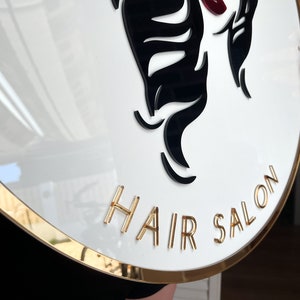 Personalized Hair Salon Acrylic Sign, Golden Edge, Custom Lettering - Etsy