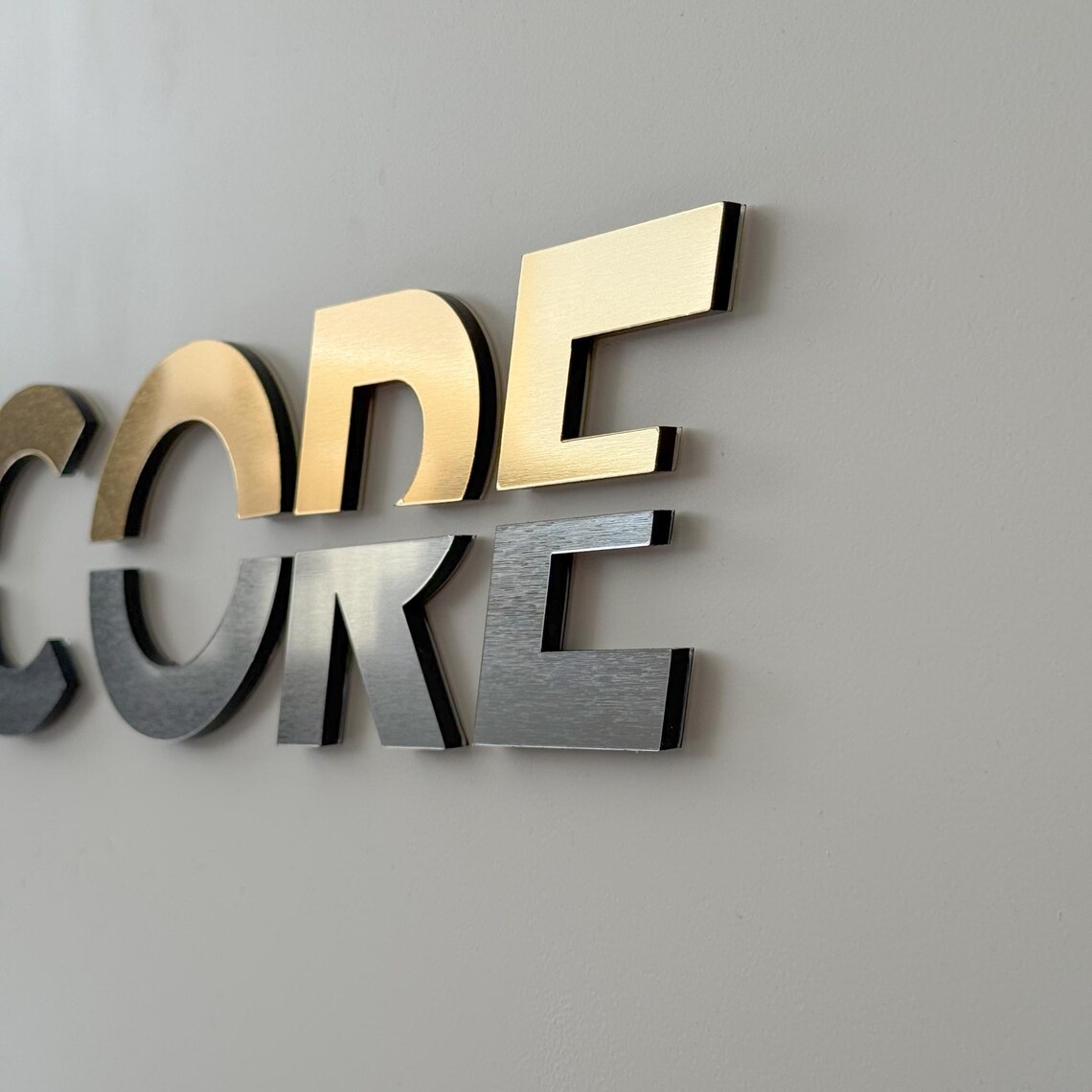 3D Brushed Gold & Silver Wall Logo: Custom Salon or Office Sign - Etsy