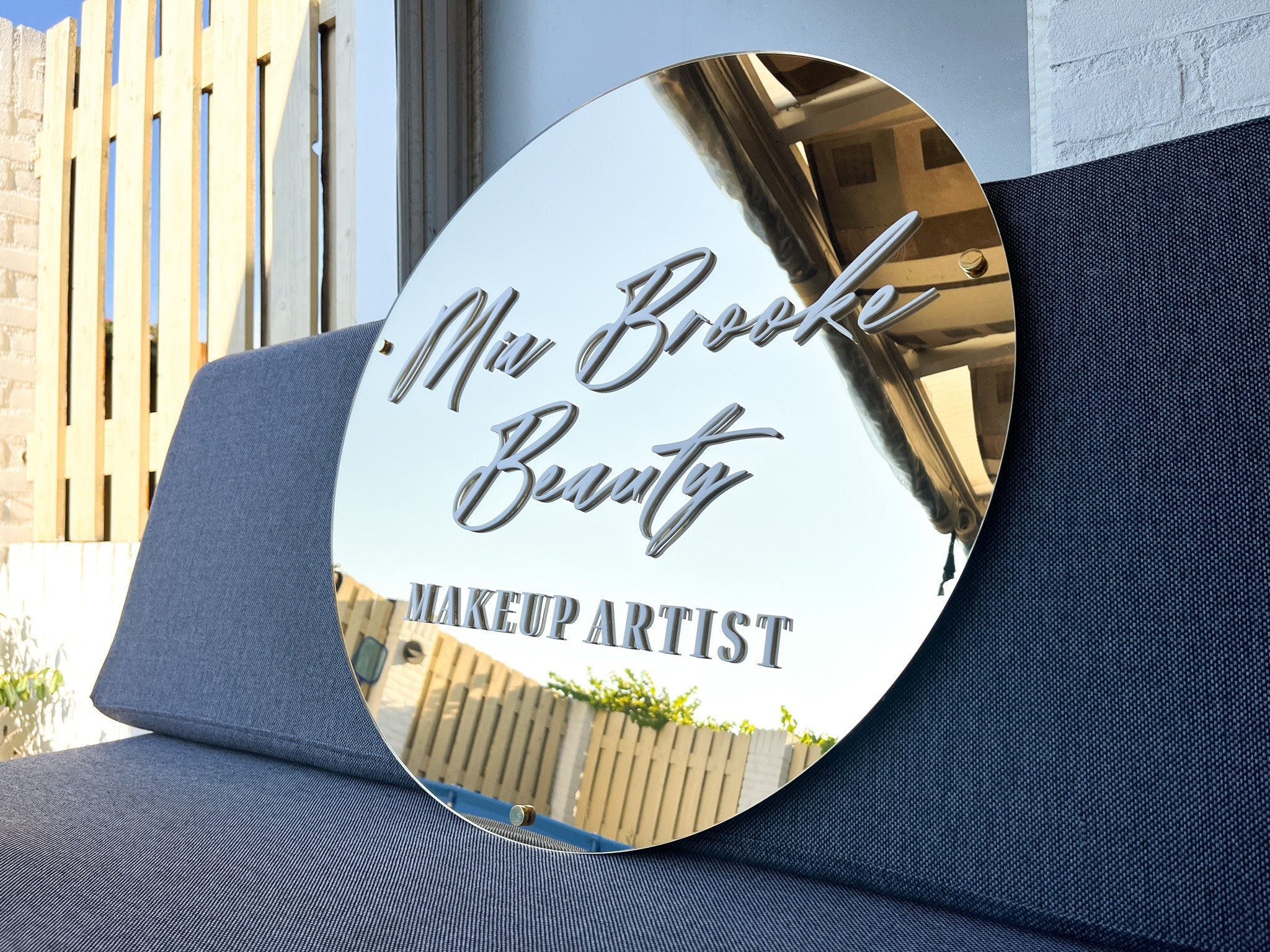 Gold Mirror Acrylic Circle Custom Sign With White Letters - Etsy