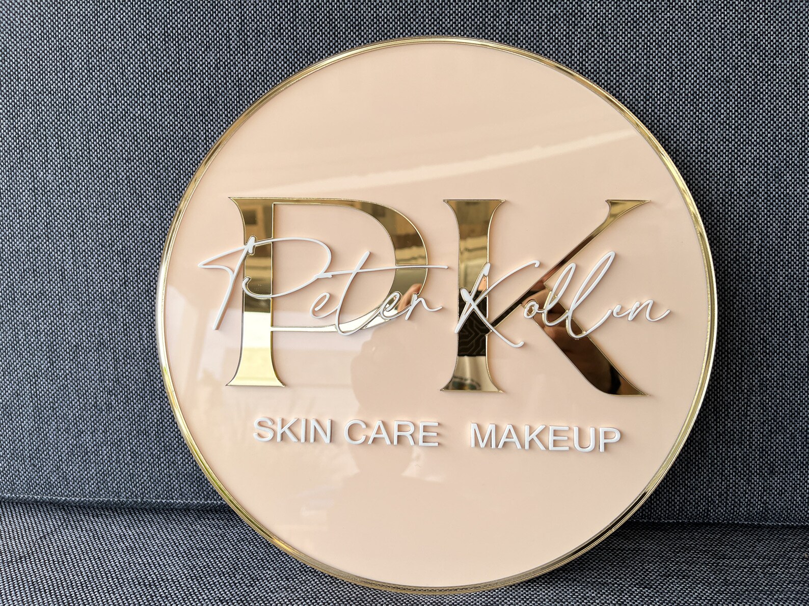 Custom Round Acrylic Business Sign With Golden Edges and - Etsy