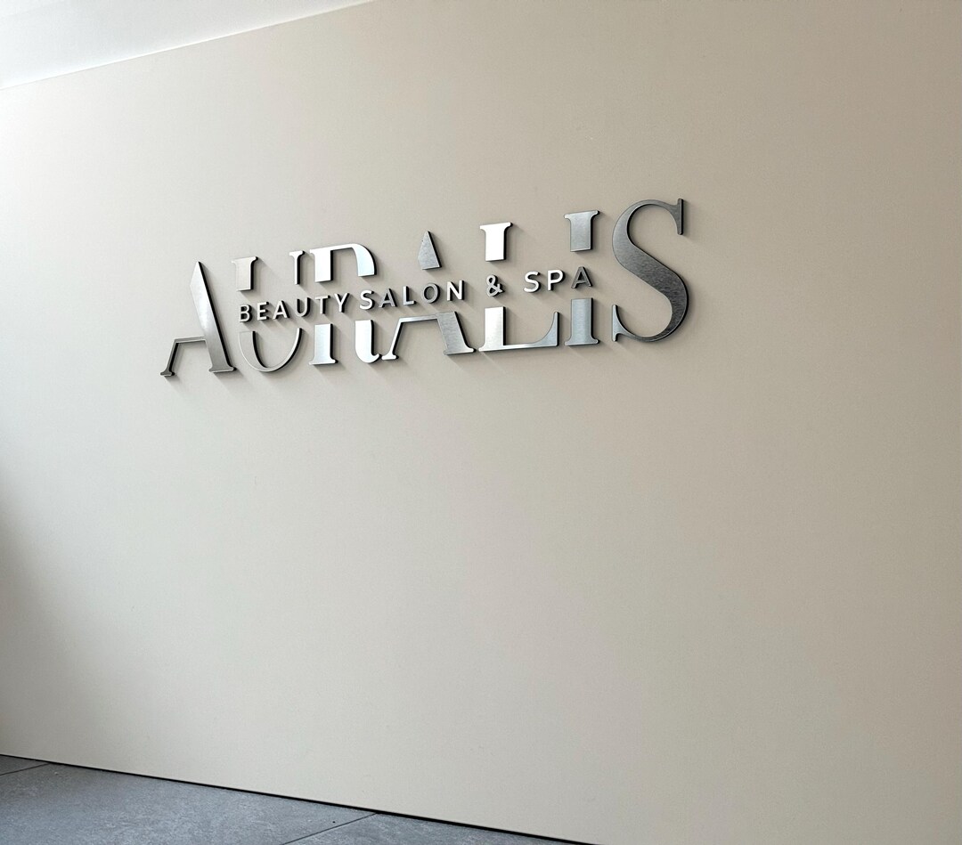 Large Wall Sign, Brushed Silver Color , Entry Sign, Lobby Acrylic Sign ...