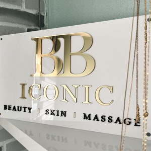 Custom Gold Mirror Acrylic Business Sign, Salon Decor, Mounting ...