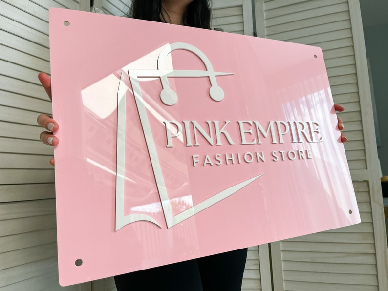 Custom Pink Acrylic Business Sign, Salon Decor, Mounting Included - Etsy