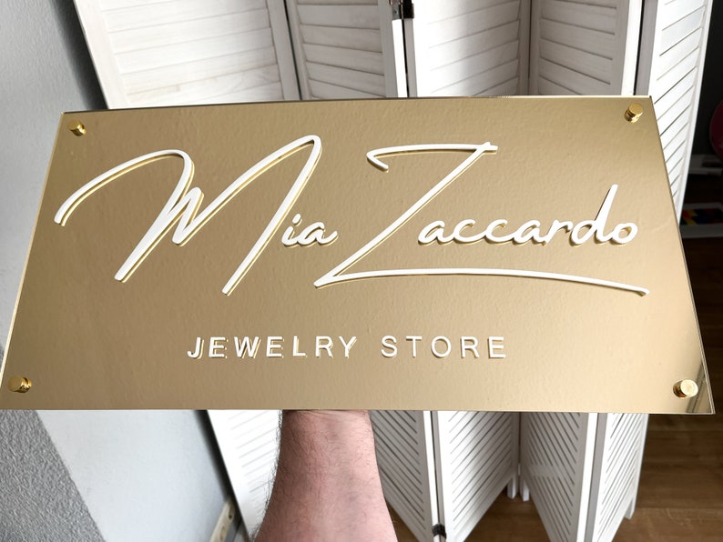 Custom Business Acrylic Sign for the Wall With Unique Gold - Etsy