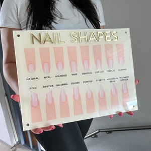 Nail Shapes Acrylic Salon Sign, Golden Letters, Beige Background - Etsy UK