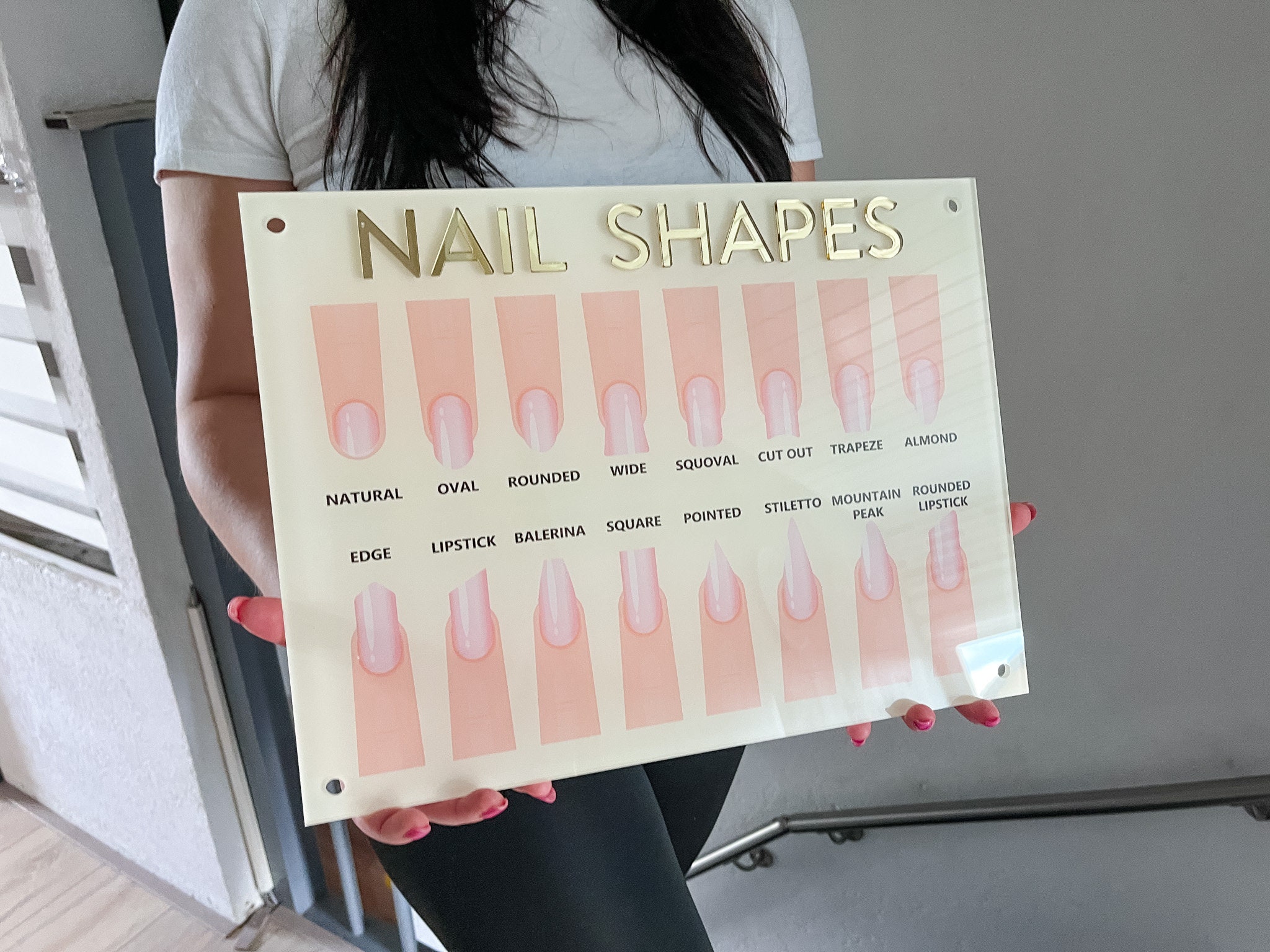 Nail Shapes Acrylic Salon Sign, Golden Letters, Beige Background - Etsy UK