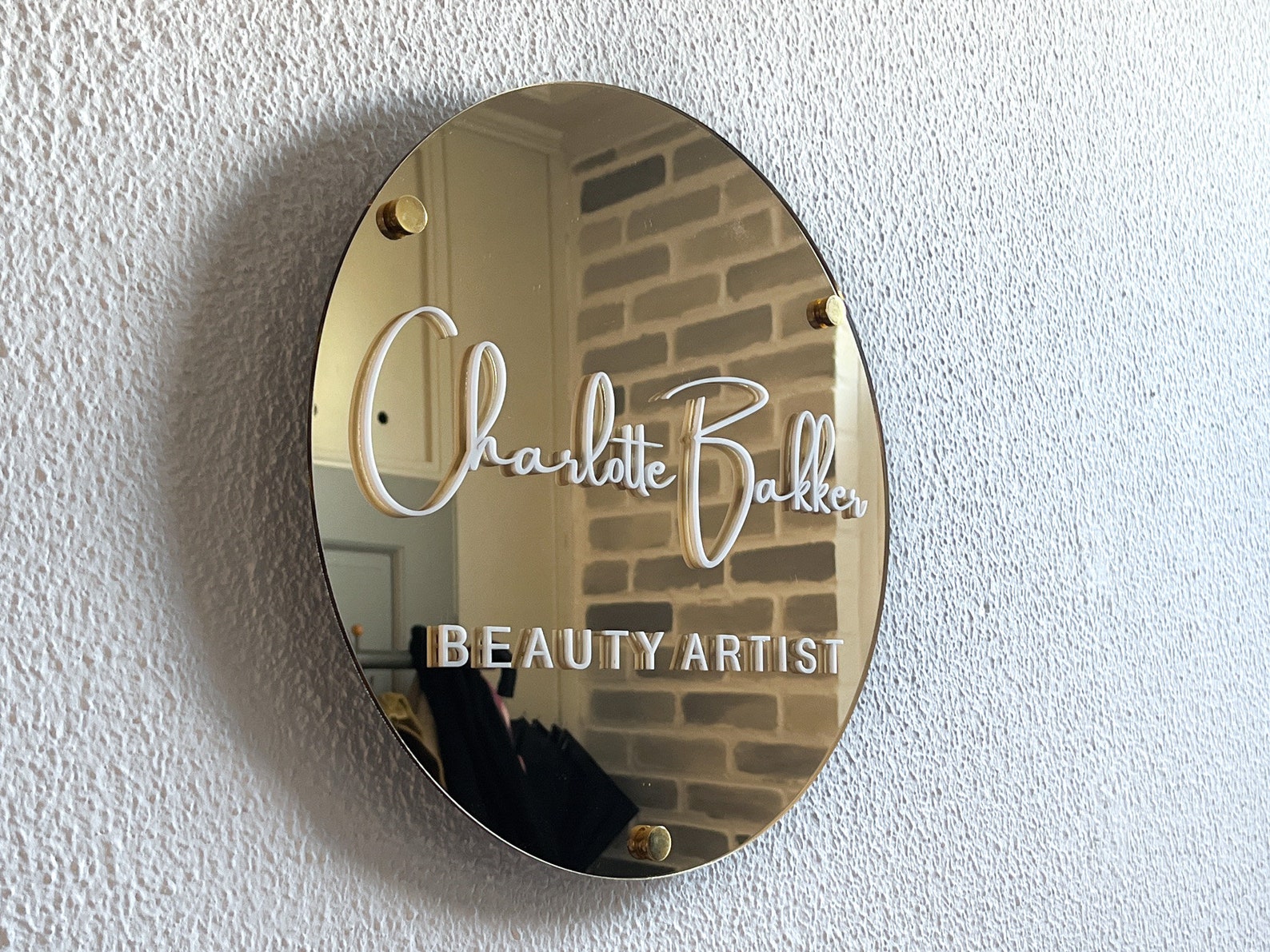 Custom Sign for the Wall With Gold Shiny Look Round Gold - Etsy