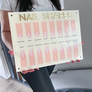 Nail Shapes Acrylic Salon Sign, Golden Letters, Beige Background - Etsy UK