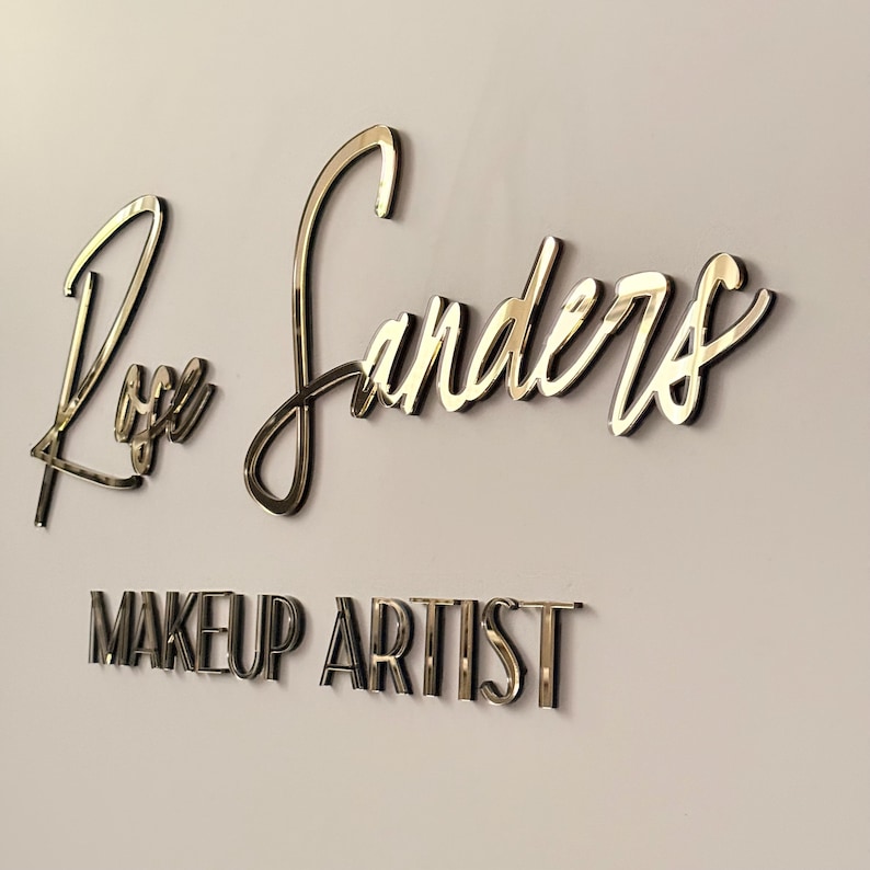 Gold Mirror Acrylic Logo Sign – Custom Business Wall Sign - Etsy