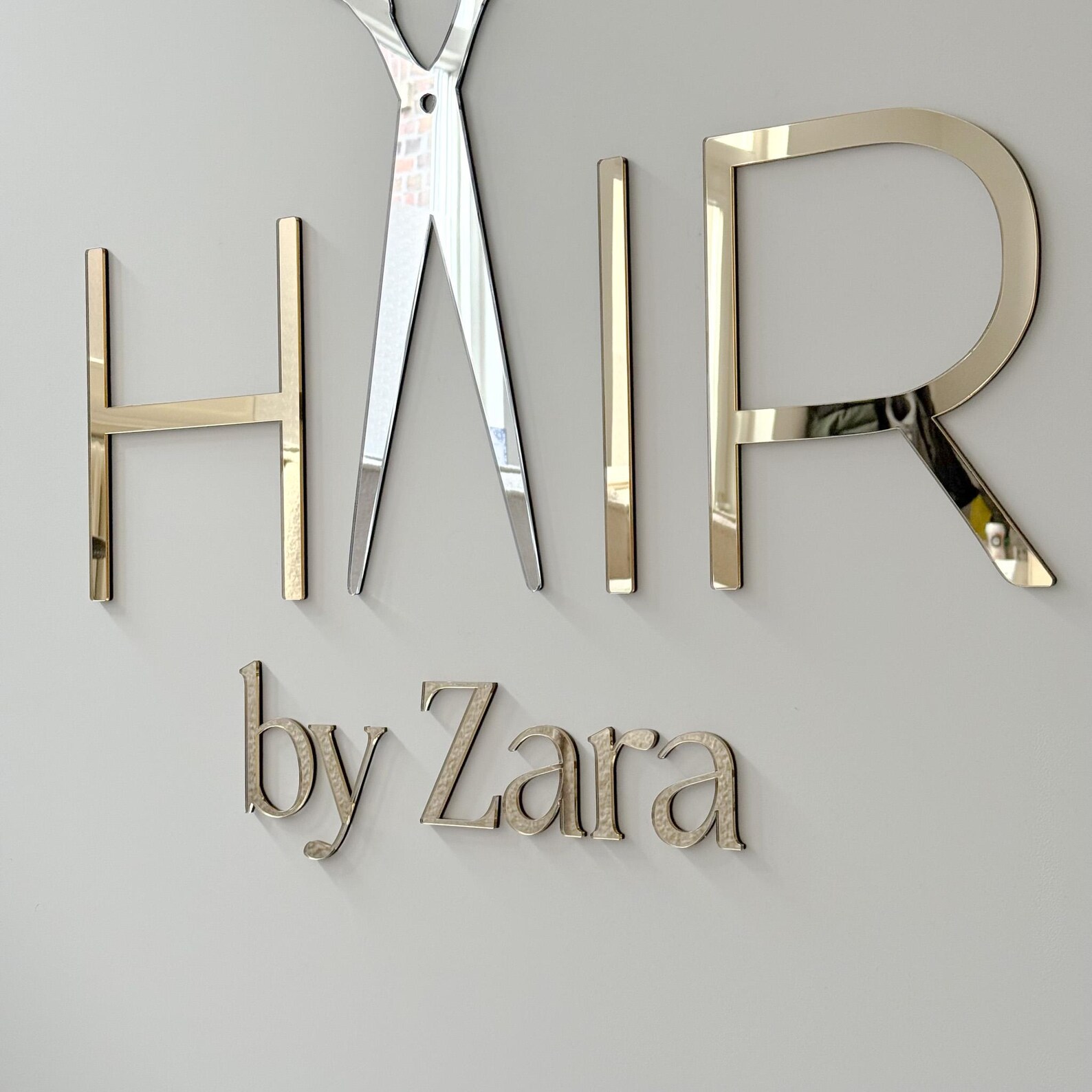 Hair Salon Wall Sign – Personalized Acrylic Logo – Modern 3D Mirror ...