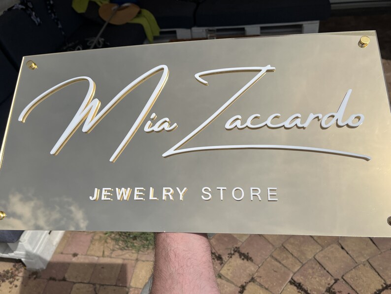 Custom Business Acrylic Sign for the Wall With Unique Gold - Etsy