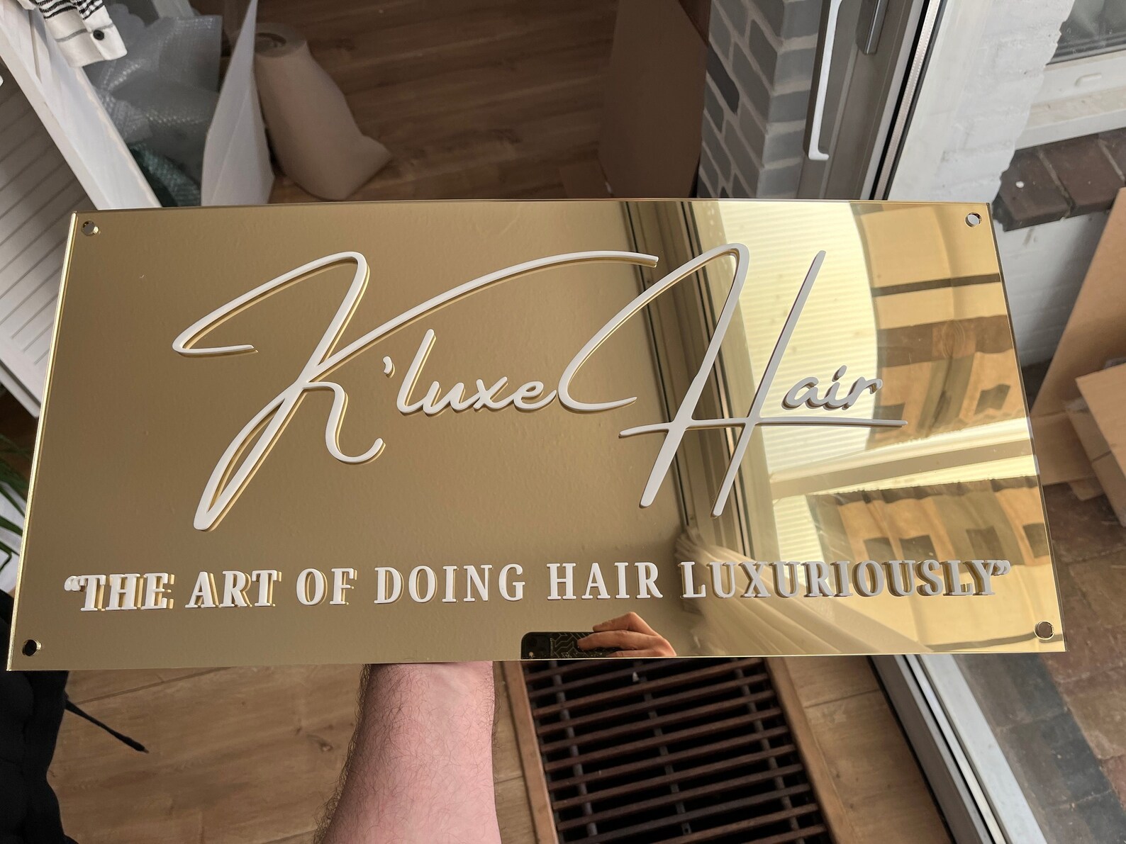 Custom Business Acrylic Sign for the Wall With Unique Gold Mirror 3D ...