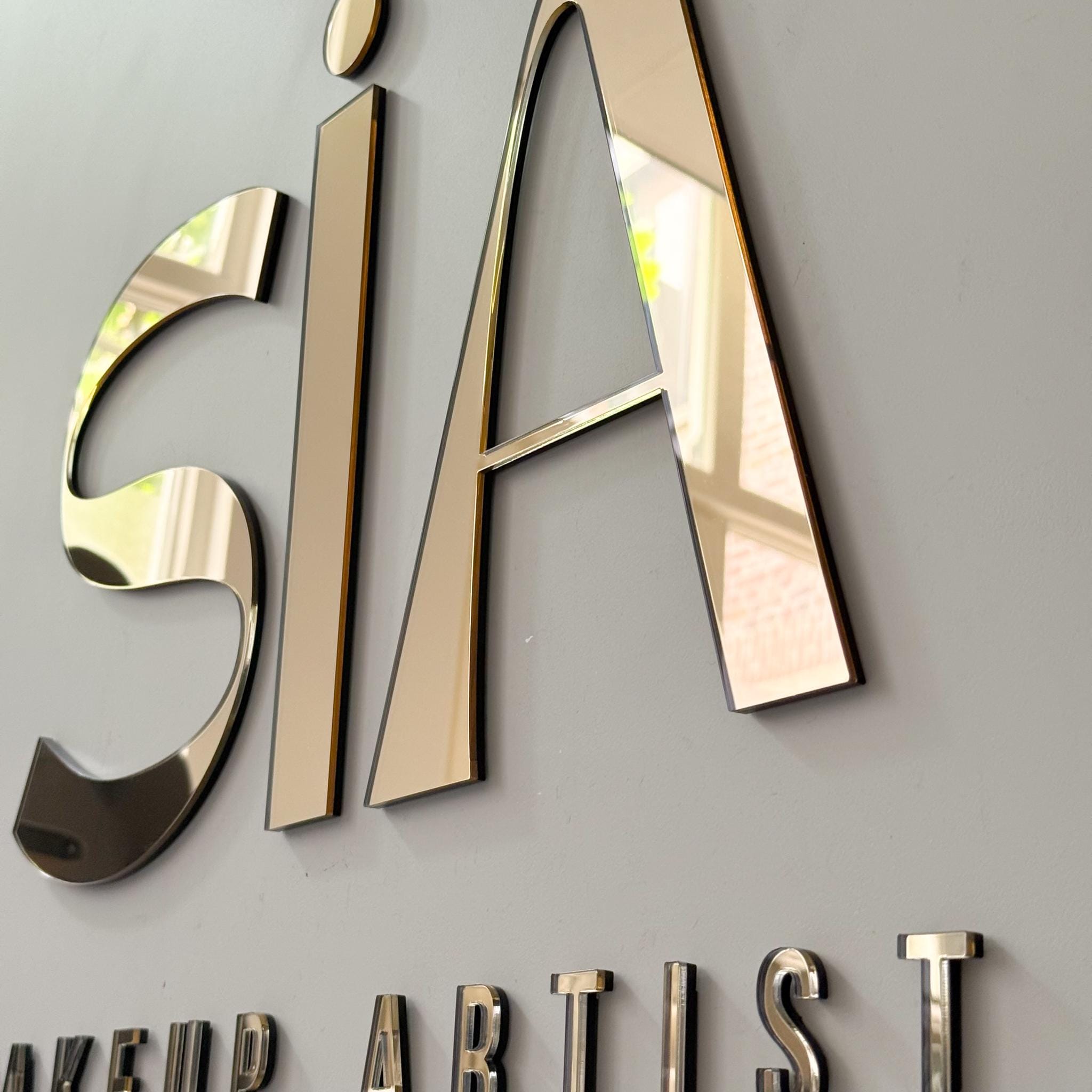 Custom Acrylic Mirror Sign for Salons, Studios & Spas – Elegant 3D Logo ...